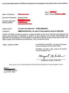 Preliminary Letters Testamentary in New York | Process